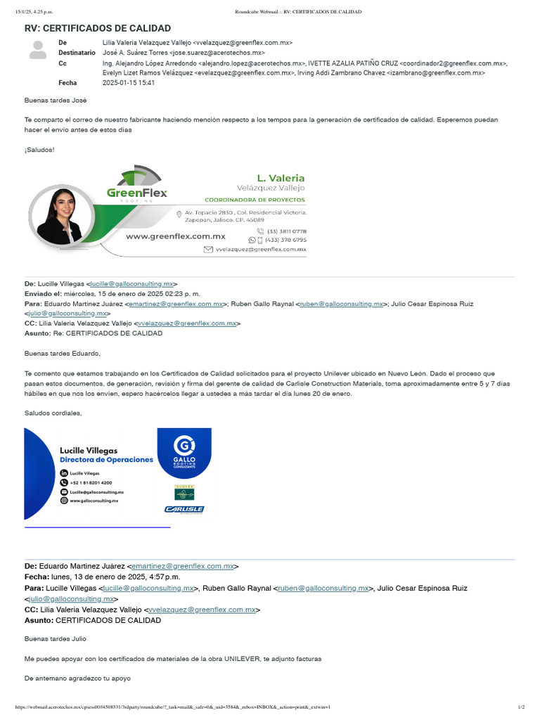 Certificados Calidad TPO | PDF