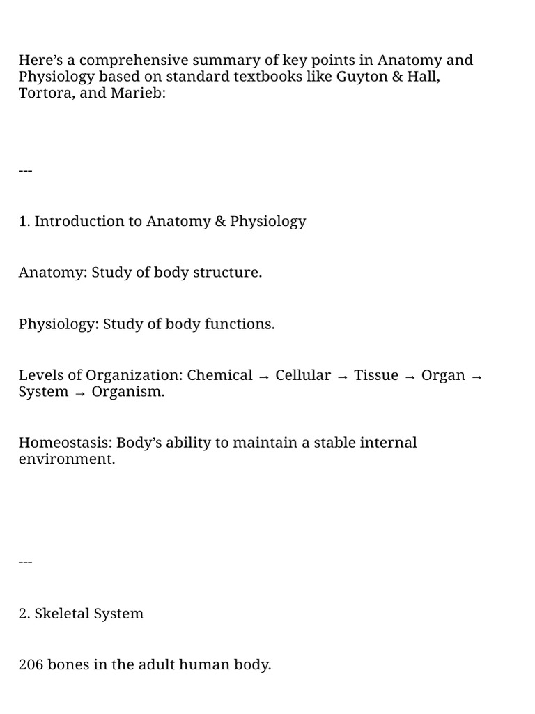 Anatomy and Physiology All Point | PDF