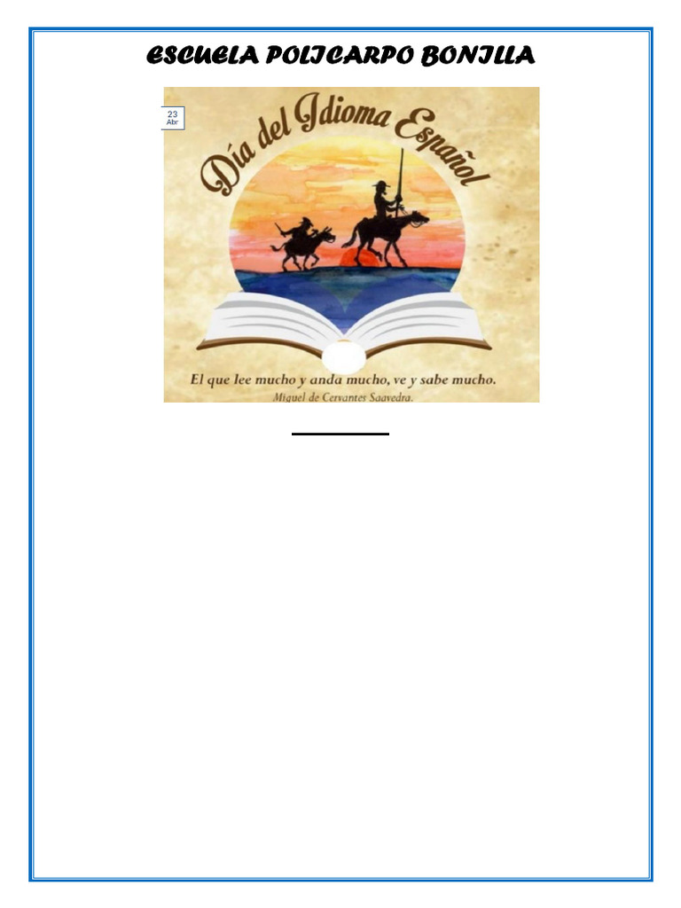 Plan Dia Del Idioma Epb 2024 | PDF | Lengua española