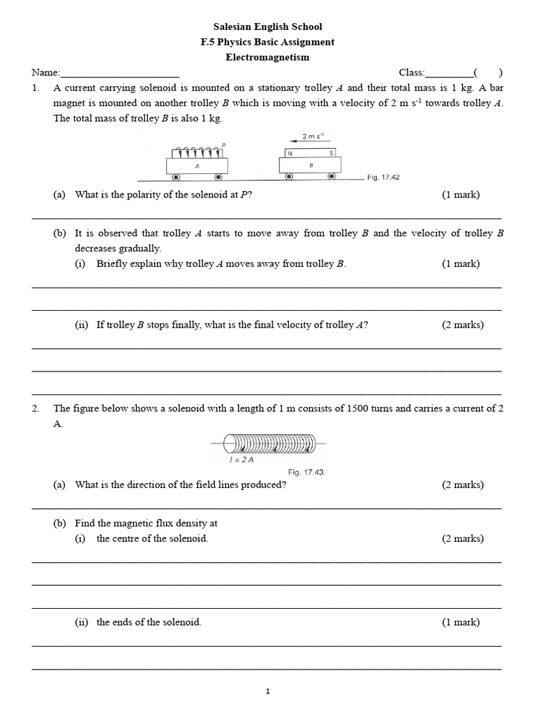 B Electromagnetism Question | PDF | Magnetic Field | Force