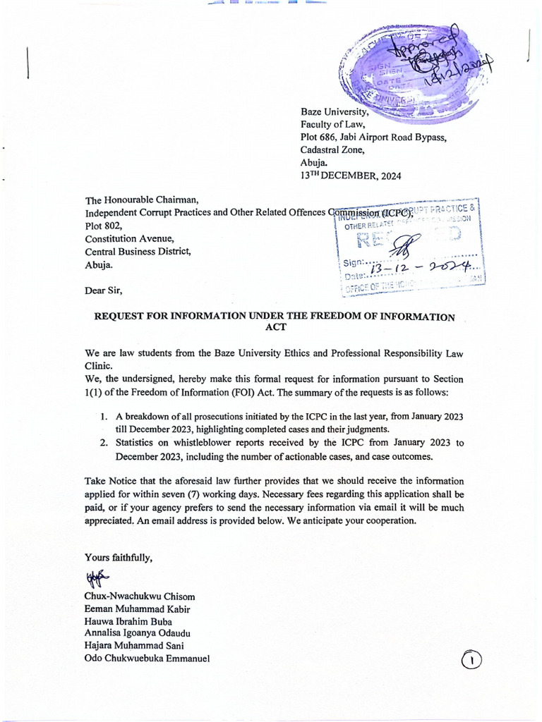 Letter To ICPC | PDF