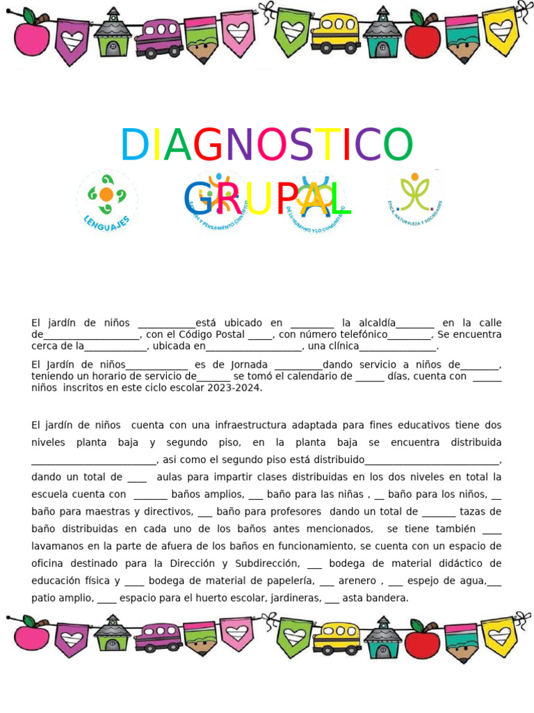 Diagnostico Grupal Preescolar | PDF | Escuelas | Educación de la primera infancia