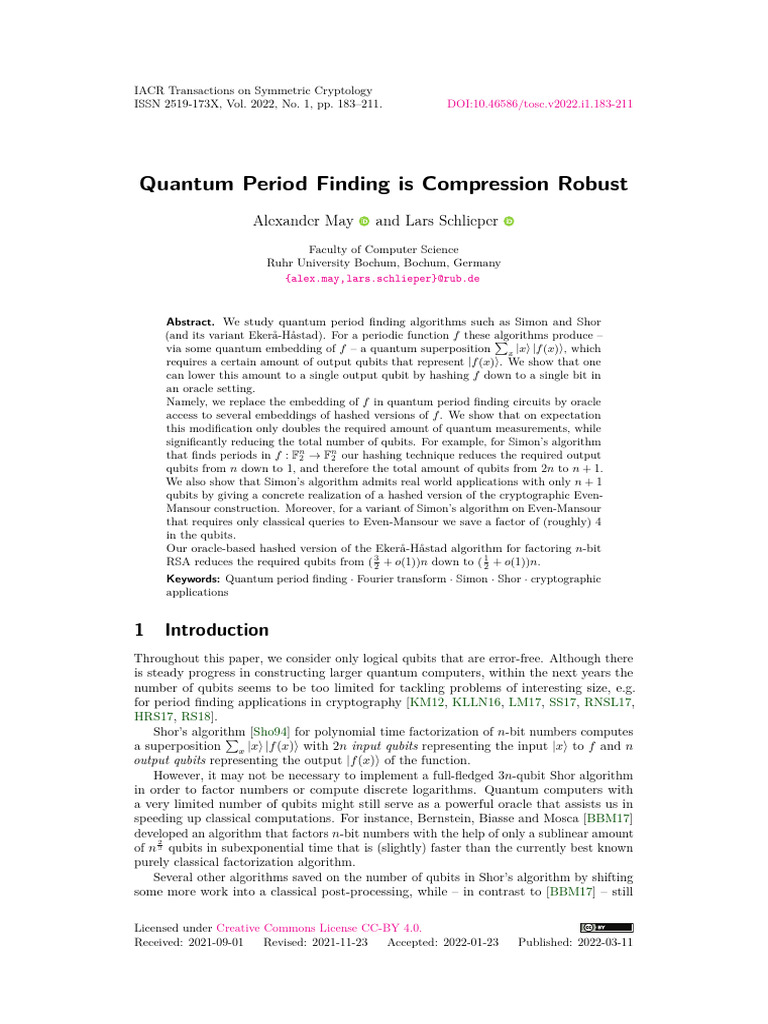 Quantum_Period_Finding_is_Compression_Robust | PDF | Quantum Computing | Theoretical Computer ...