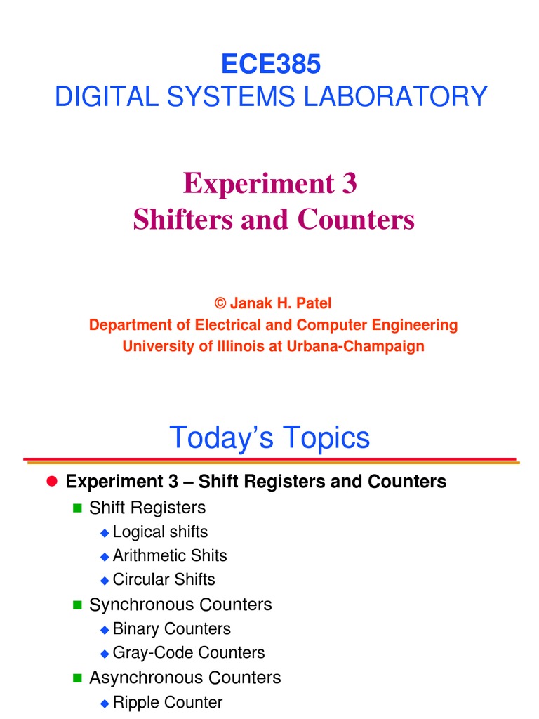 Digital Systems Laboratory: Experiment 3 Shifters and Counters | PDF | Technology & Engineering
