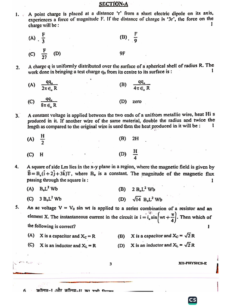 Physics KV Preboard 2024-2025 | PDF