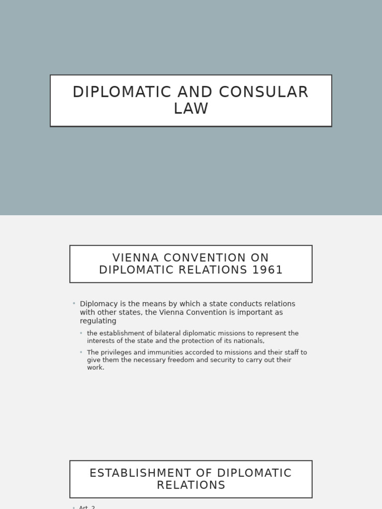 Diplomatic and Consular Law | PDF | Diplomatic Mission | Consul ...