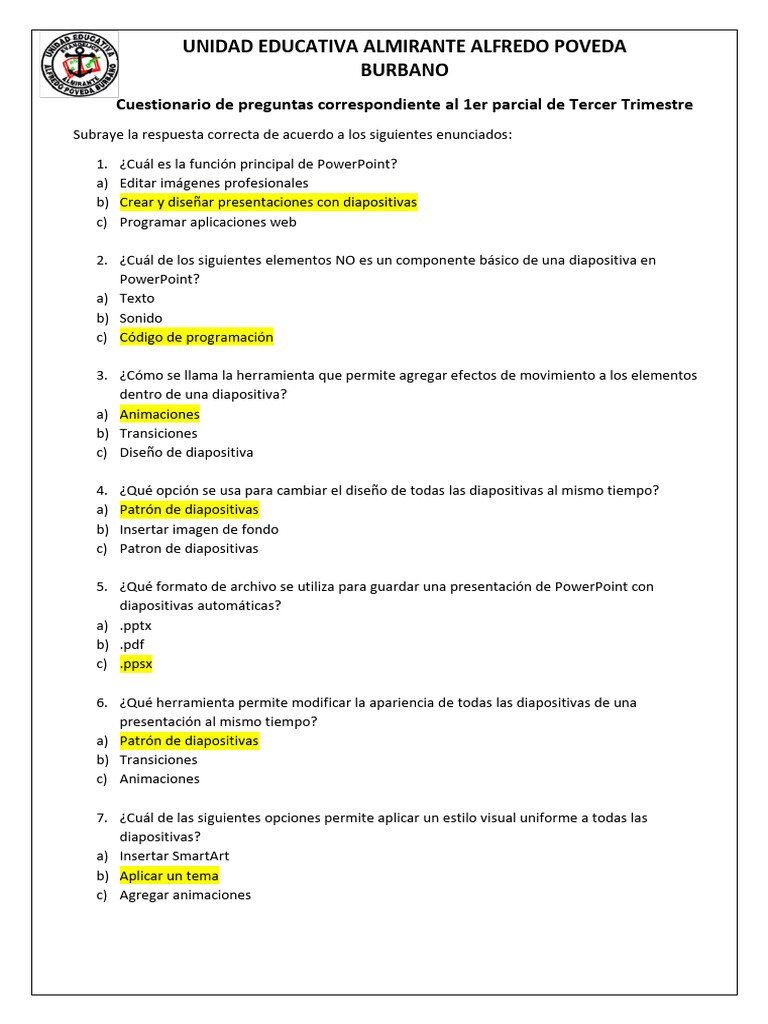 3T. Examen Ofimática | PDF | Microsoft PowerPoint | Informática