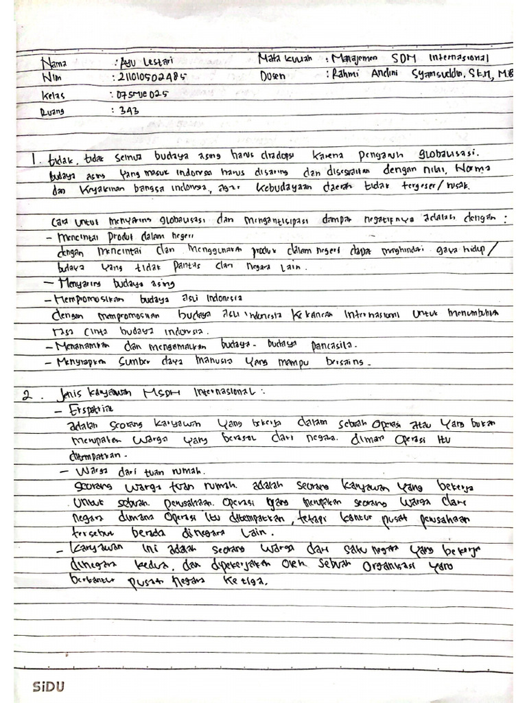 Uts Ayu Lestari Manajemen SDM Inter - 2110 | PDF