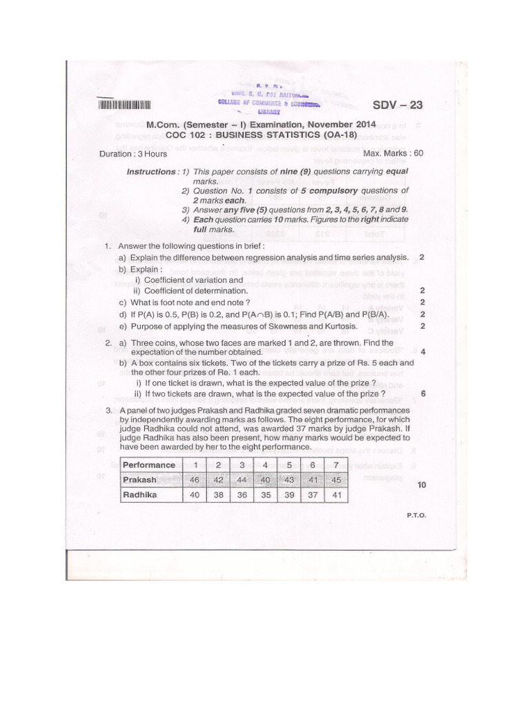 Business Statistics 1 | PDF