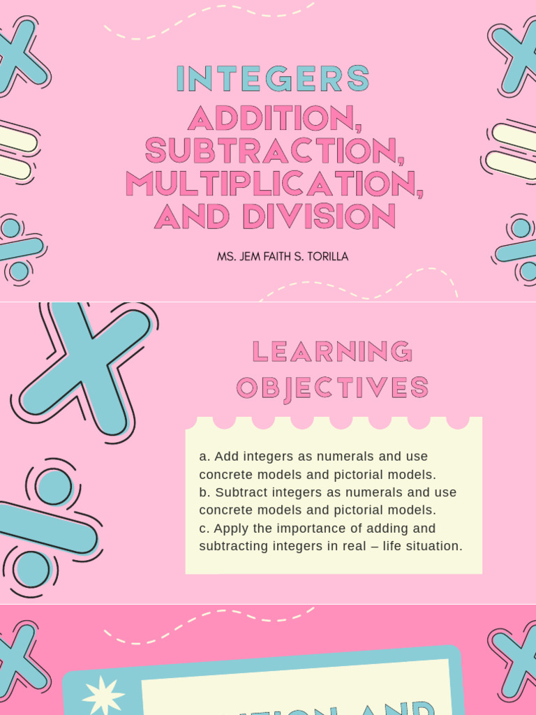 4 Operations of Integers | PDF | Subtraction | Multiplication