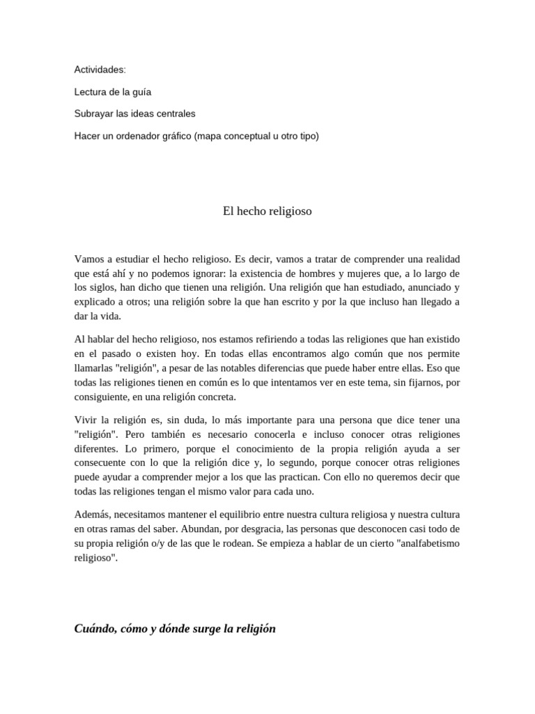 Orígenes del Hecho Religioso en la Humanidad | PDF | Rituales | Vida