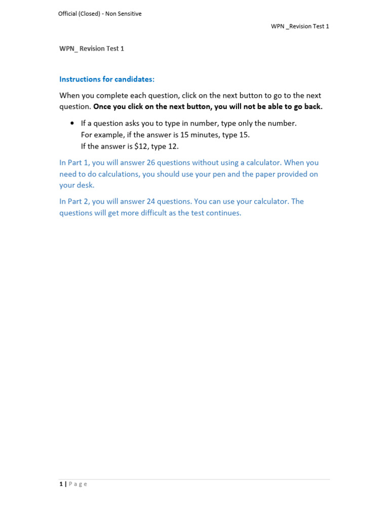 WPLN Numeracy Test Sample Questions | PDF | Public Transport
