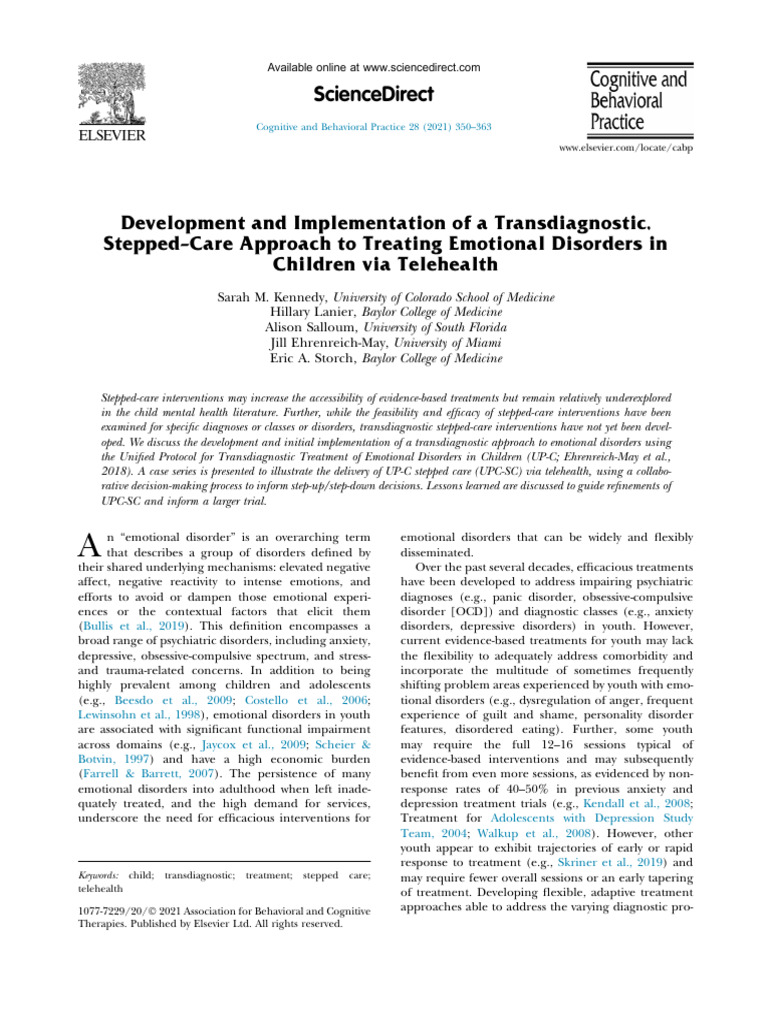 Sciencedirect | PDF | Mental Disorder | Cognitive Behavioral Therapy