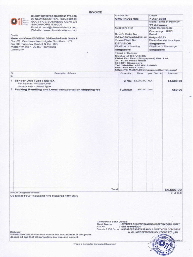 640575541 Ds Vision Invoice | PDF