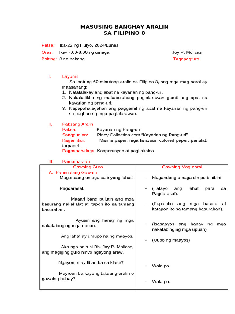 Lesson Plan - JOY | PDF