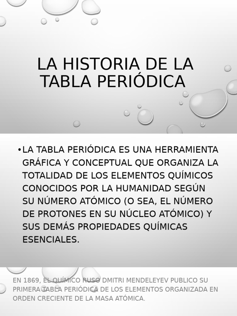 La Historia de La Tabla Periódica 1 | PDF | Tabla periódica | Elementos ...