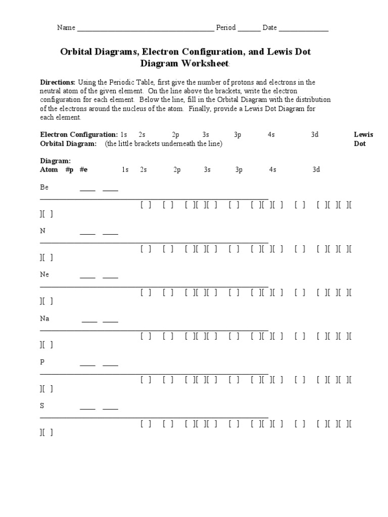 Orbital Diagrams Worksheet | PDF