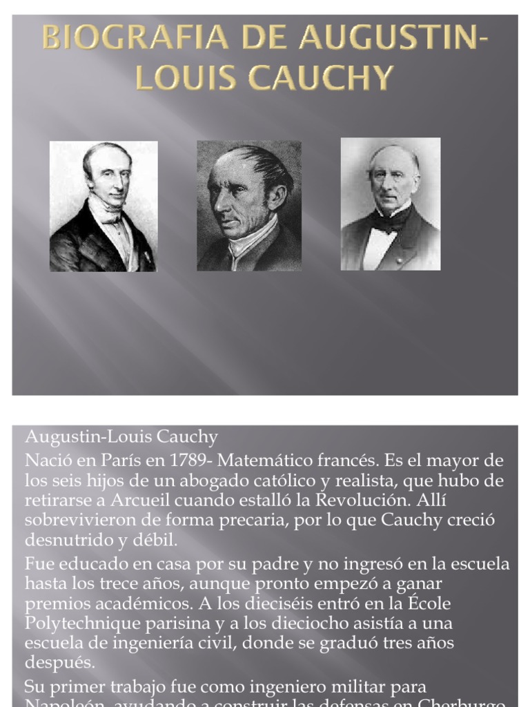 Augustin-Louis Cauchy matemático francés pionero análisis | PDF ...