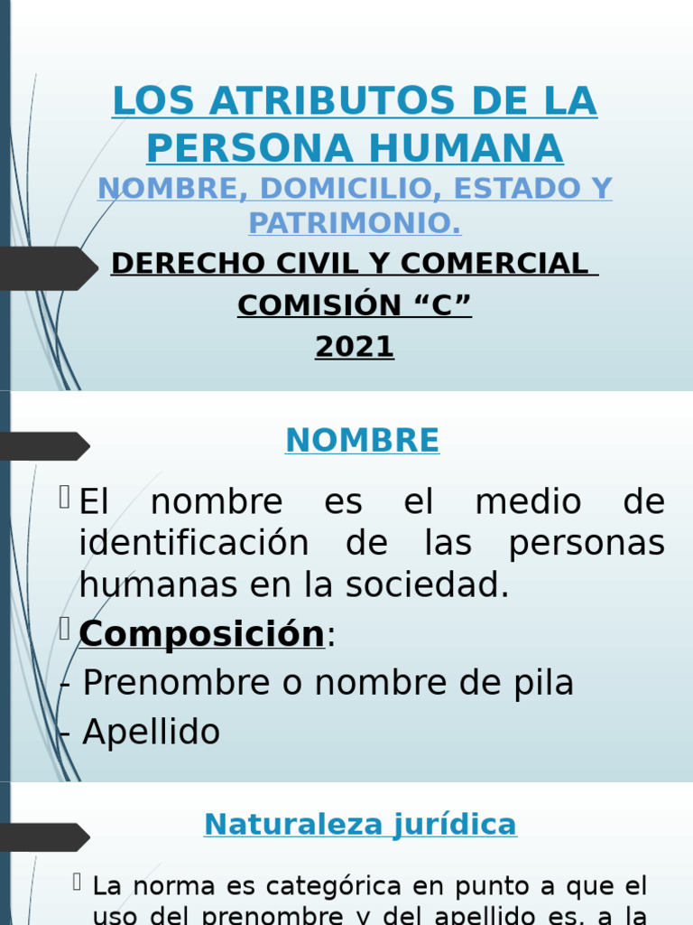 Atributos de la Persona Humana: Nombre y Domicilio | PDF | Bienes (Ley ...