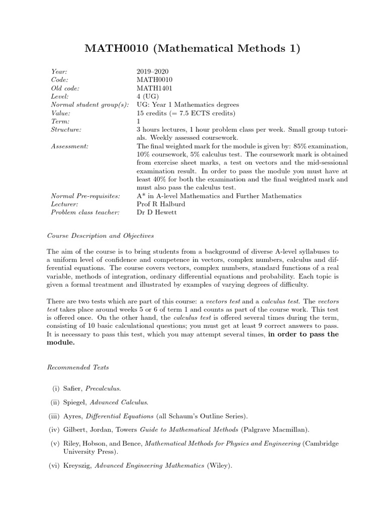 math0010_0 | PDF | Integral | Equations