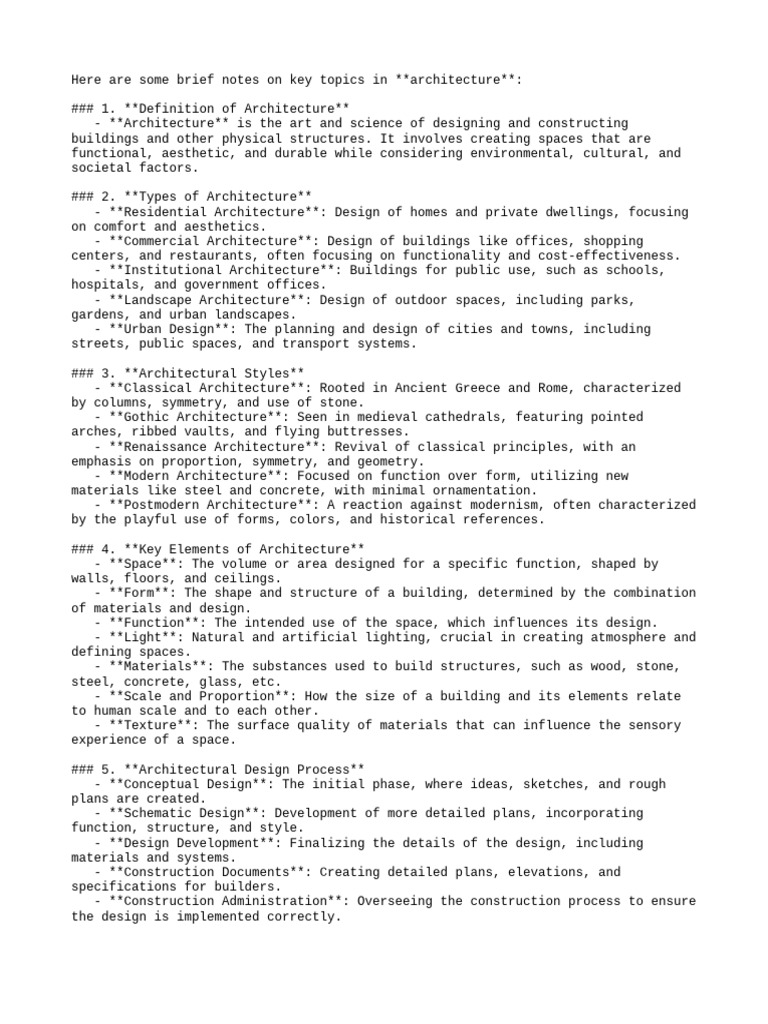 architecture notes | PDF | Design | Environmental Design