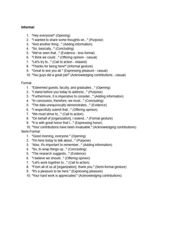 Speech Phrases | PDF