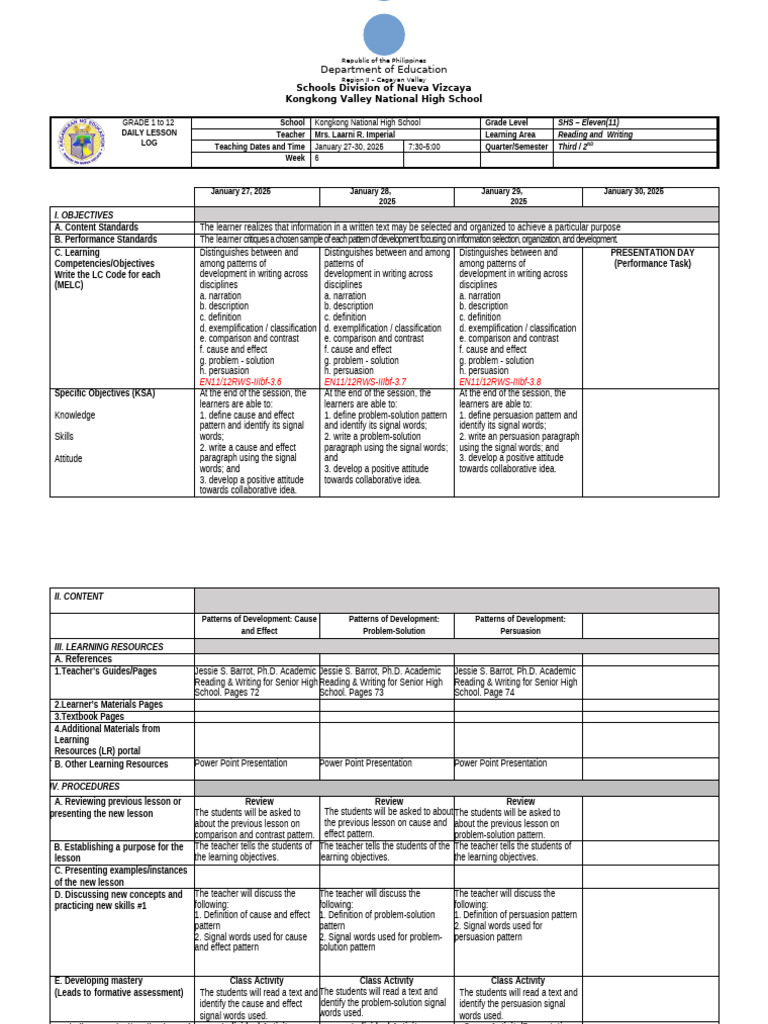 WEEK 6 DLL | PDF | Learning | Teachers