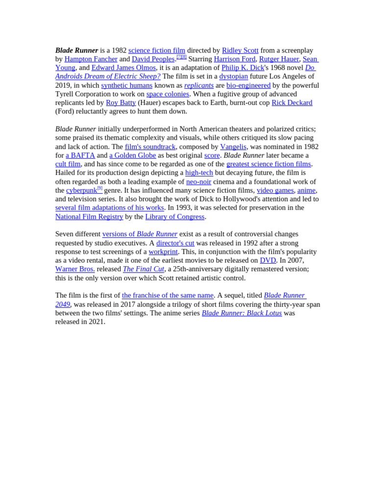 Blade Runner Intro | PDF