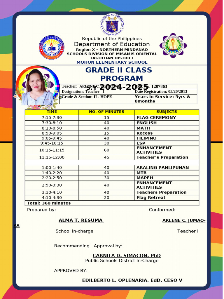 Grade 2 Class Program 2024-2025 | PDF | Philippines