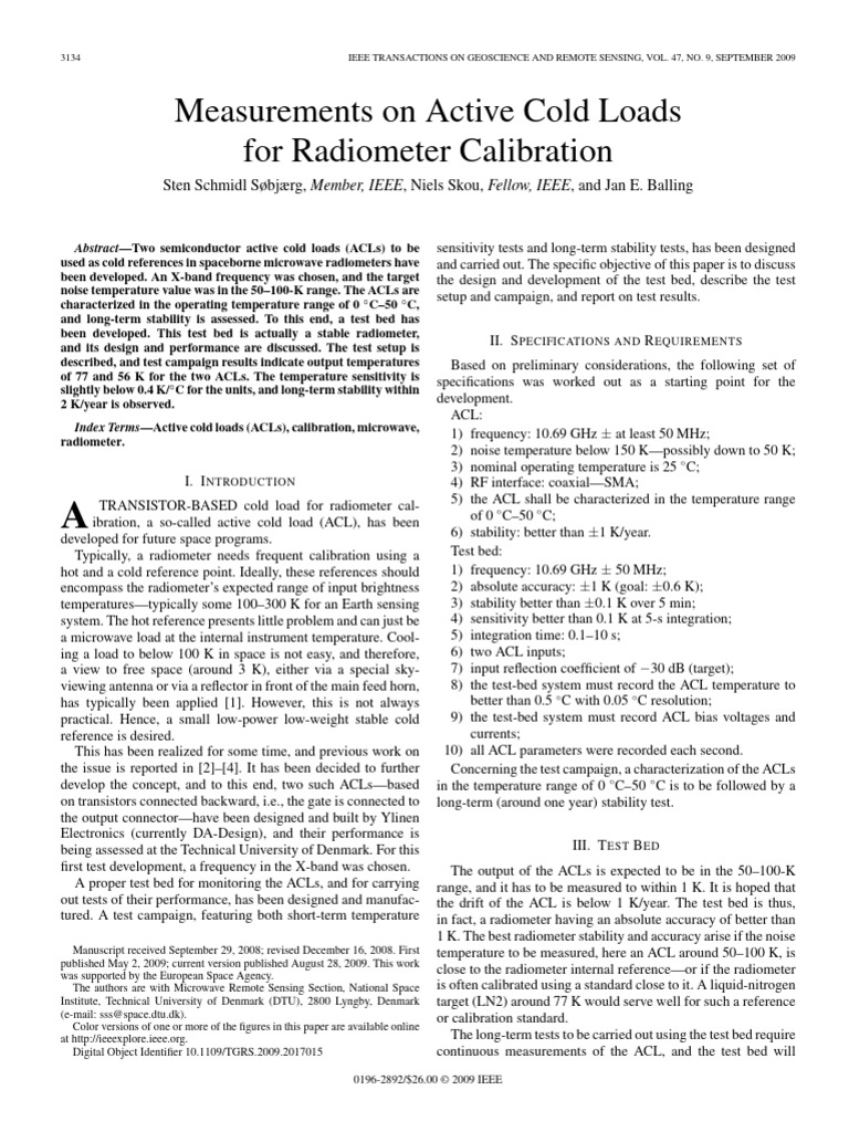 Measurements On Active Cold Loads For Radiometer Calibration | PDF ...