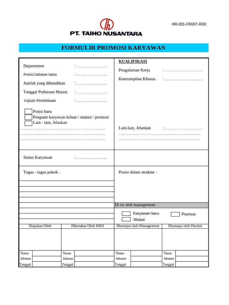 Form Promosi Jabatan | PDF