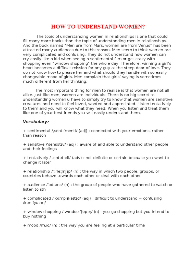 How To Understand Women | PDF | Emotions | Psychological Concepts