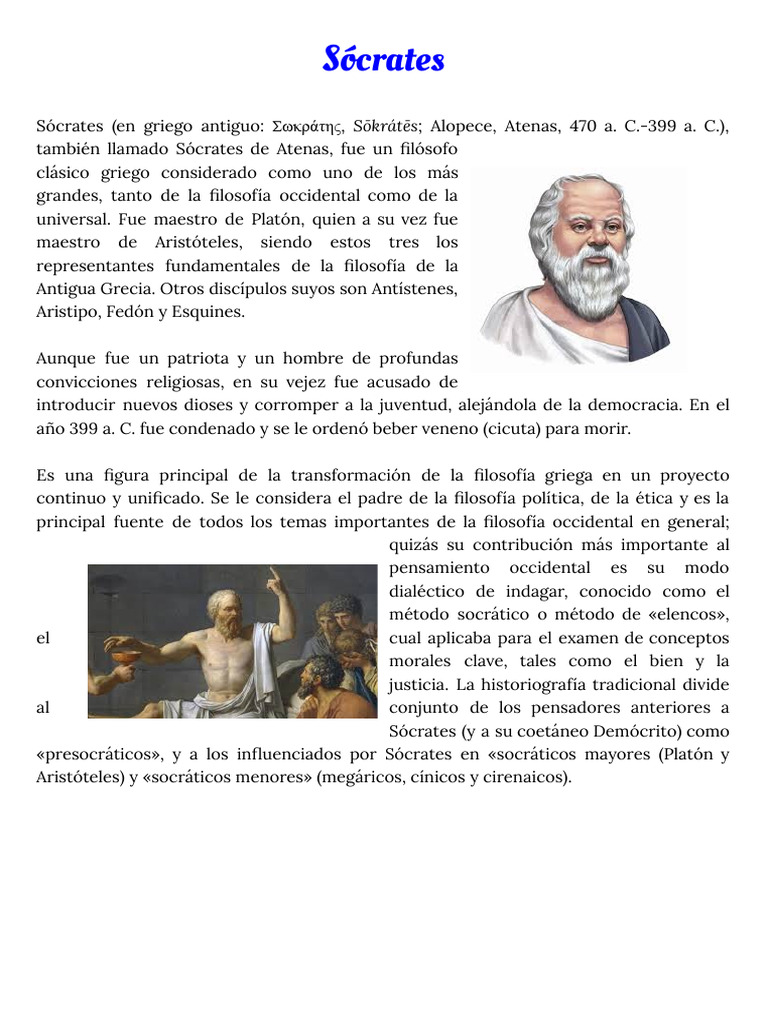 Sócrates y Platón: Fundadores de la Filosofía | PDF | Sócrates ...