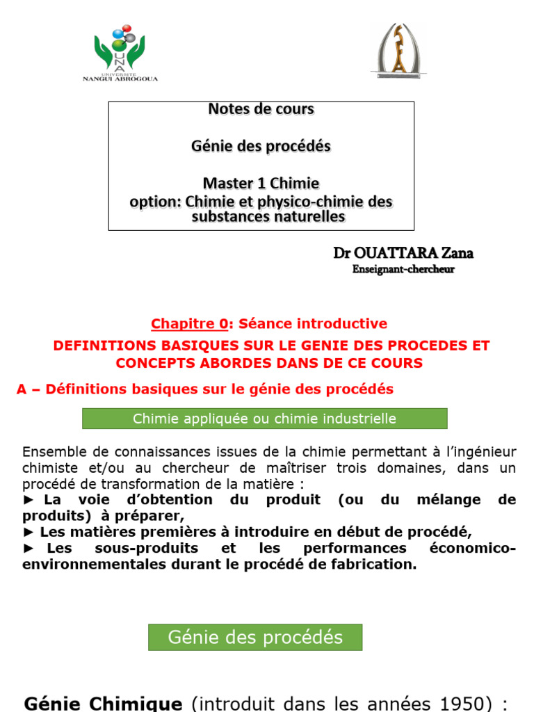 Cours Genie Des Procedes | PDF | Distillation | Chimie
