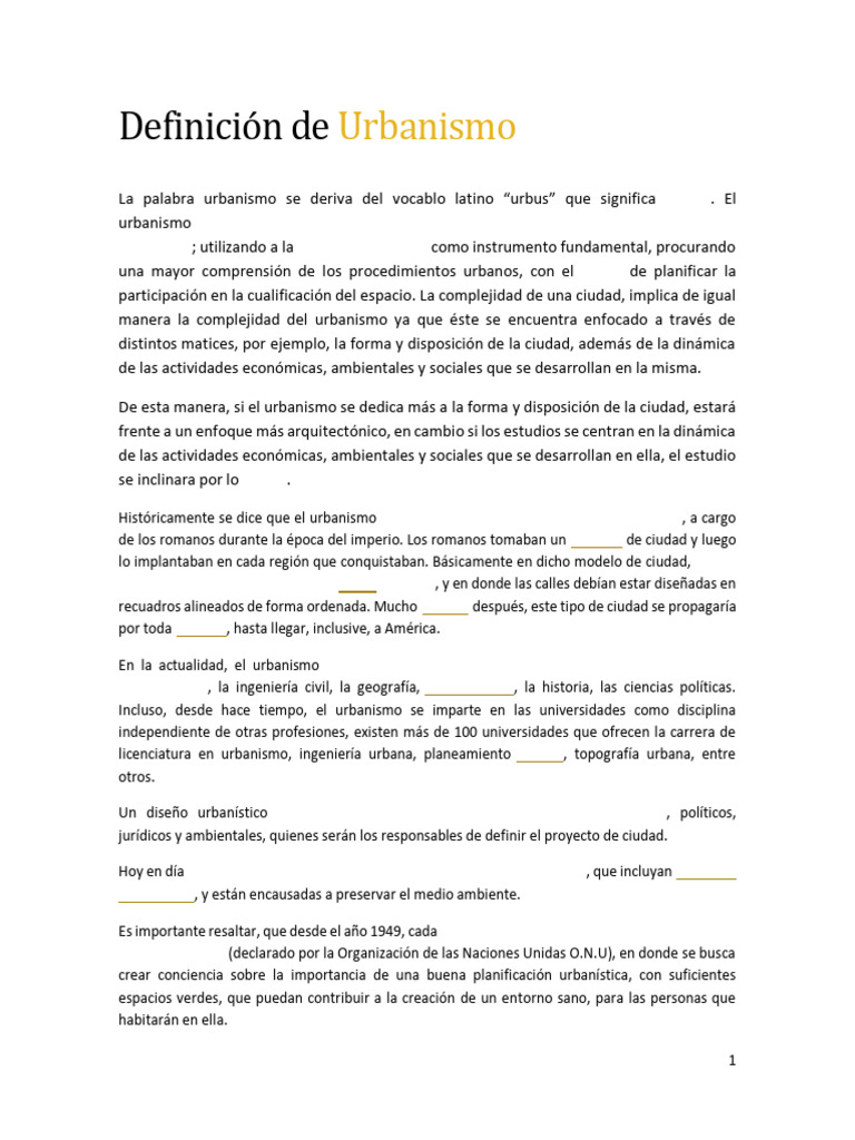 Definición y Funciones del Urbanismo | PDF | Urbanismo | Automatización ...