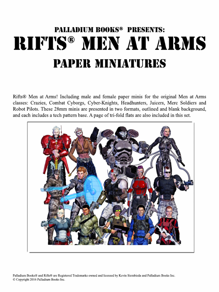 Rifts - Paper Miniatures - Men at Arms | PDF
