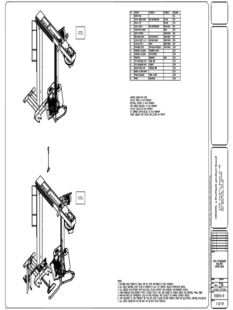 Orion Electrical Drawings for RTD RTA Rotary Tower Stretch Wrapper With ...