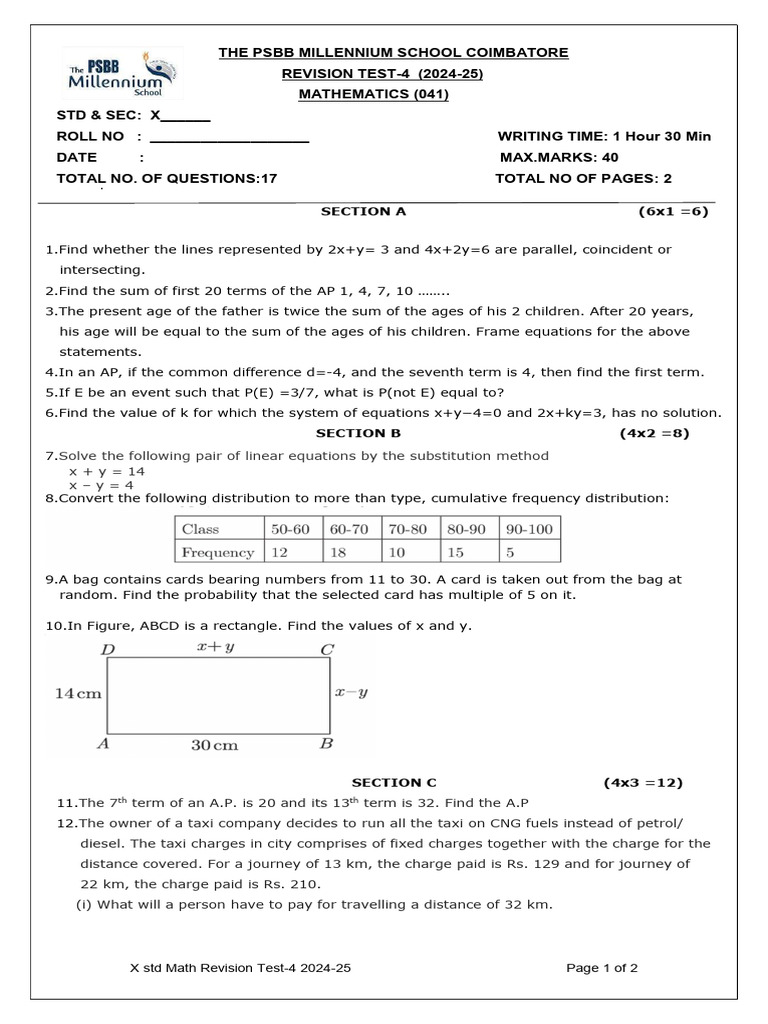 X_std_MAth_Revision_4__2_2024-251738744435 | PDF | Mathematics