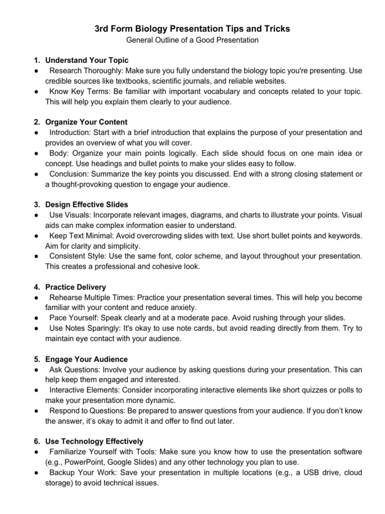 3rd Form Biology Presentation Tips and Tricks | PDF | Human Communication