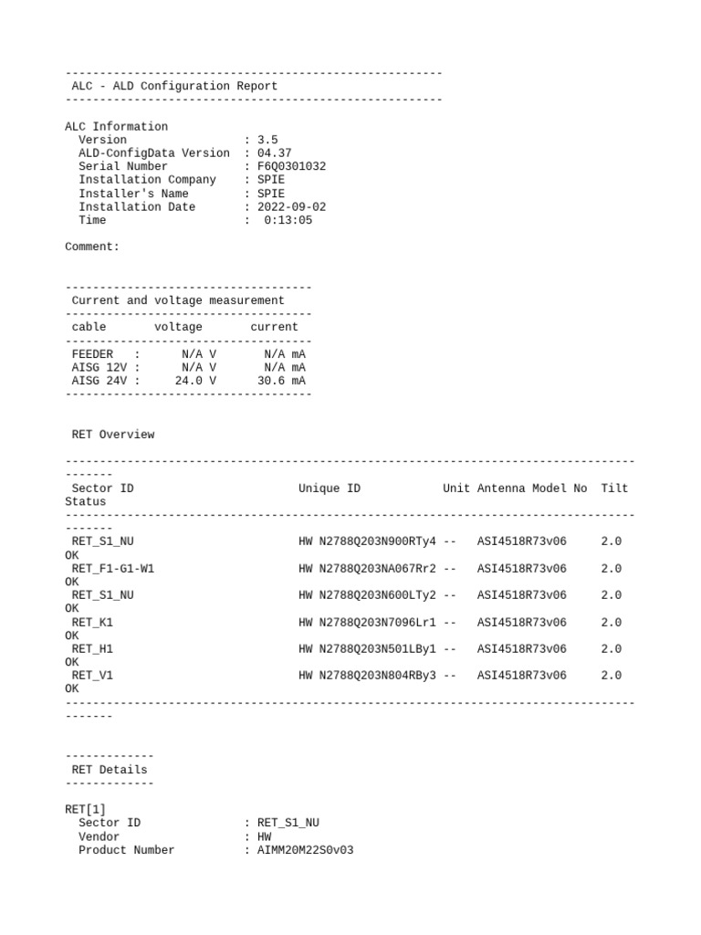 Telecom Antenna Config Report | PDF | Telecommunications | Broadcast ...