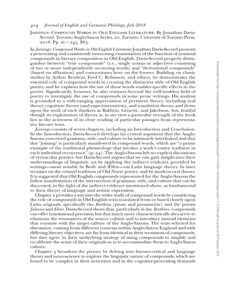 Joinings Compound Words in Old English L | PDF | English Language | Poetry