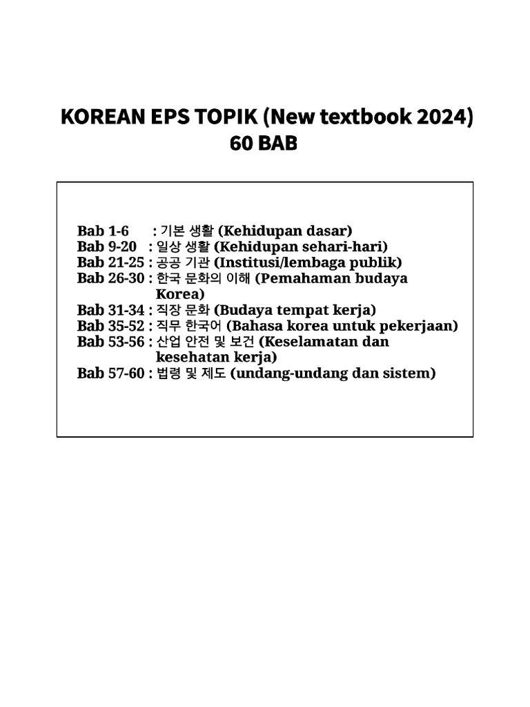 Kosakata New Eps Topik 2024 | PDF