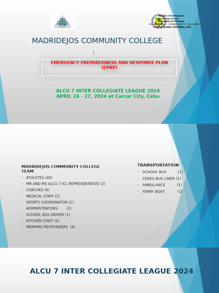 EMERGENCY-PREPAREDNESS-AND-RESPONSE-PLAN-EPRP-FOR-ALCU 7 ICL 2024 (Autosaved) | PDF | Safety ...