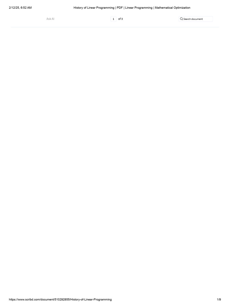 History of Linear Programming - PDF - Linear Programming - Mathematical Optimization | PDF ...