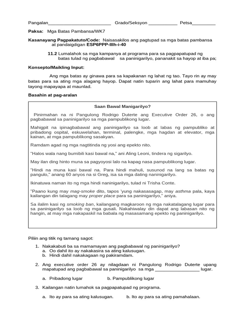 EsP6_Q3_Week6-2 | PDF