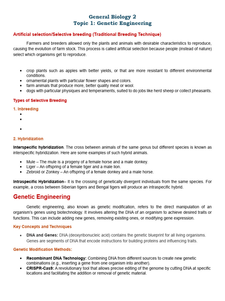 Genetic Engineering Handouts | PDF | Molecular Cloning | Genetic ...