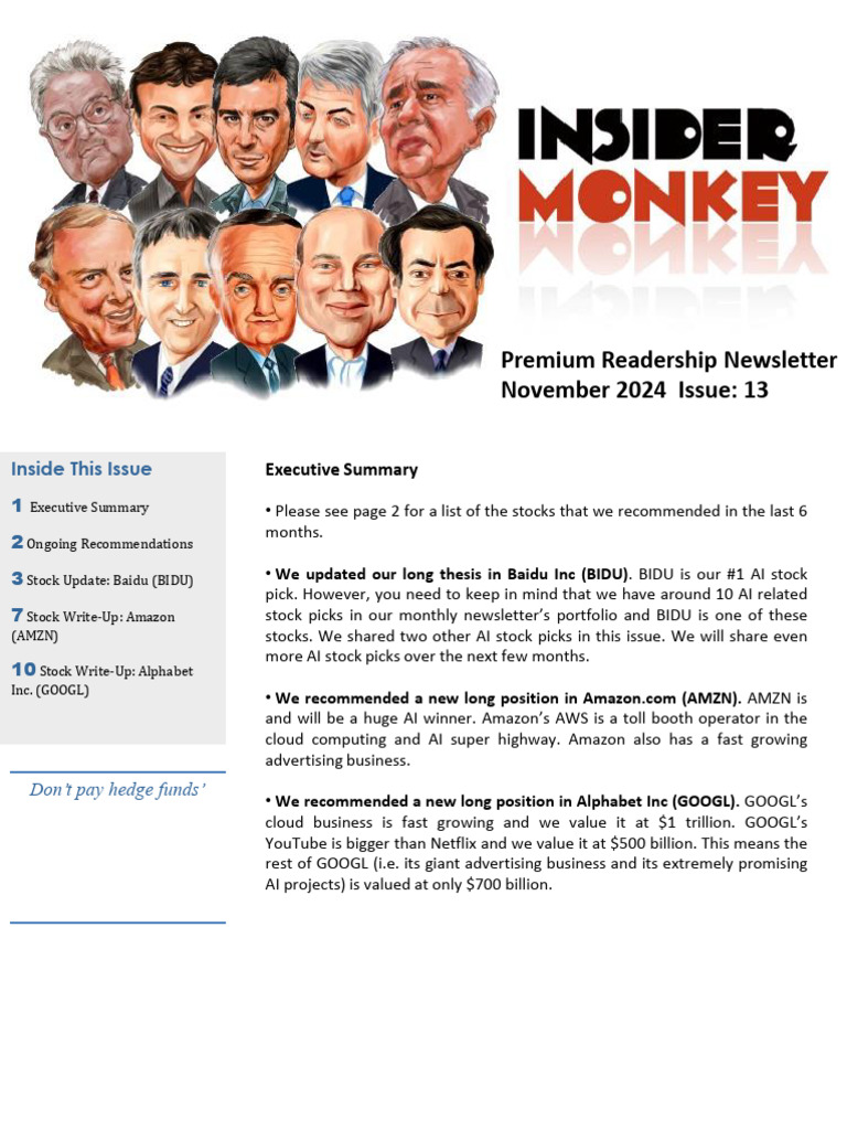 Premium Readership Newsletter - November 2024 | PDF | Baidu ...