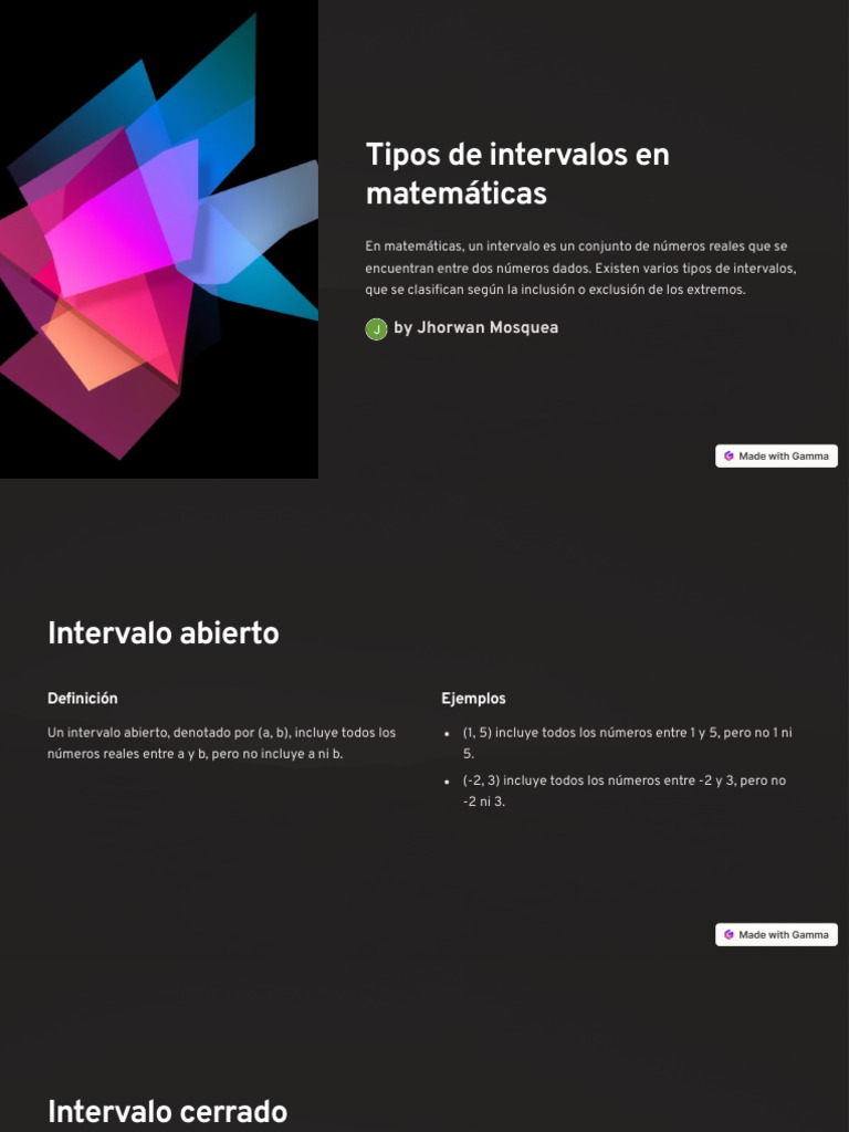 Tipos de Intervalos en Matematicas | PDF | Intervalo (Matemáticas) | Número Real