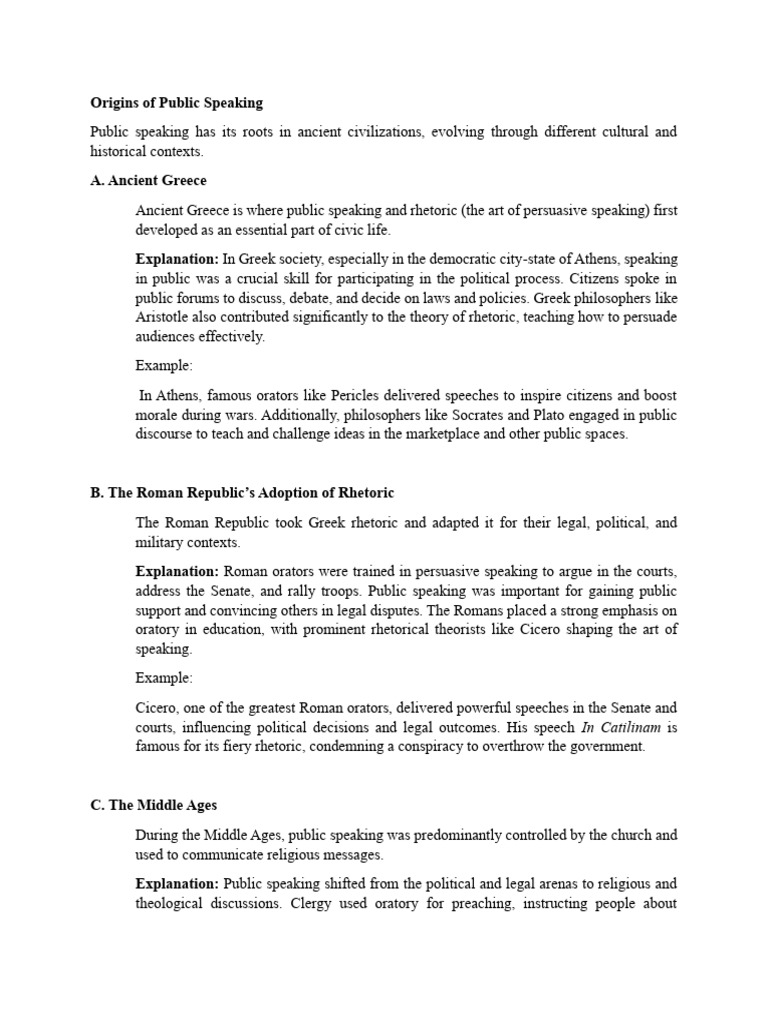 Origins of Public Speaking | PDF | Public Speaking | Rhetoric