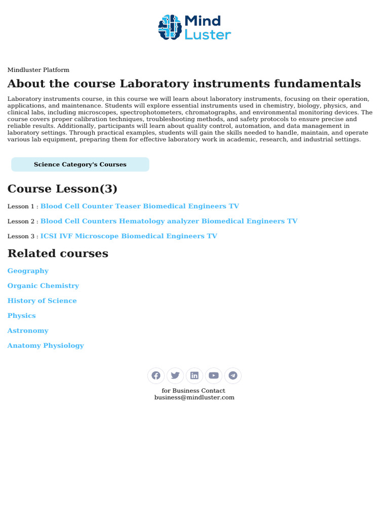 Laboratory Instruments Fundamentals Course Content | PDF